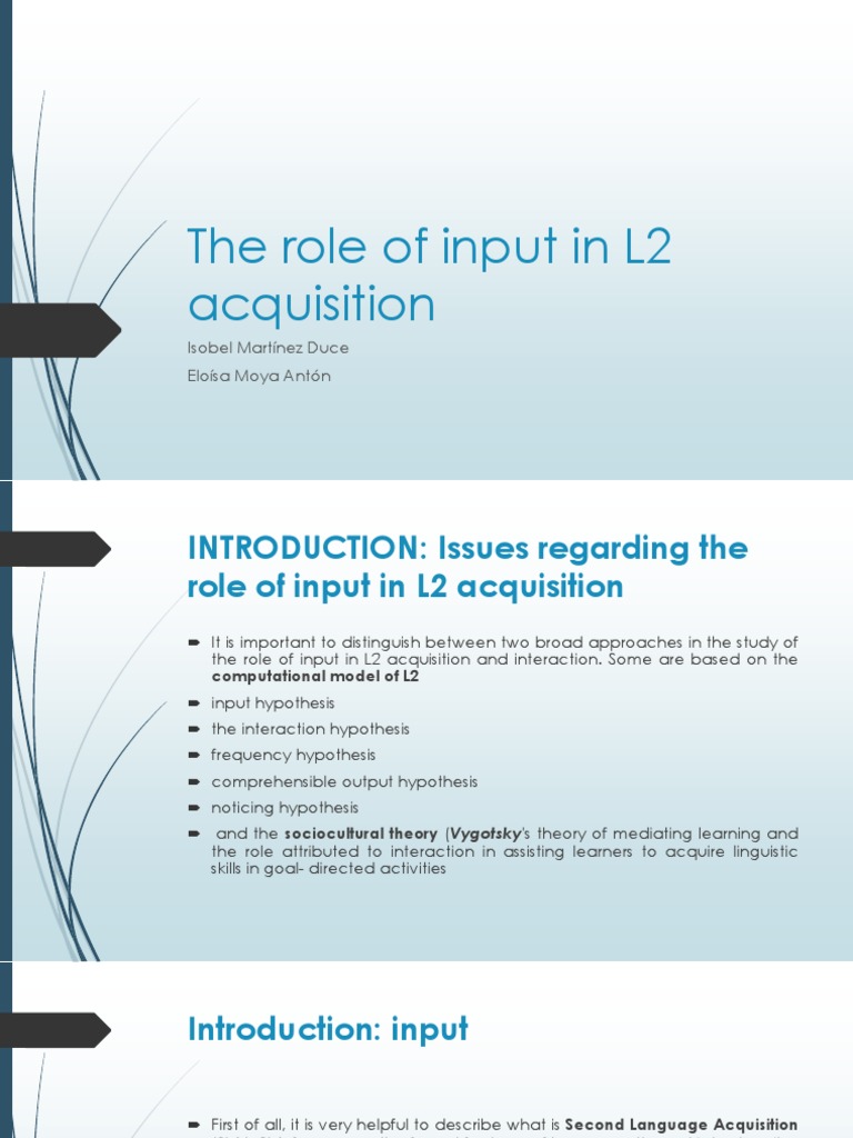 The Role of Input in L2 Acquisition | PDF | Second Language Acquisition ...