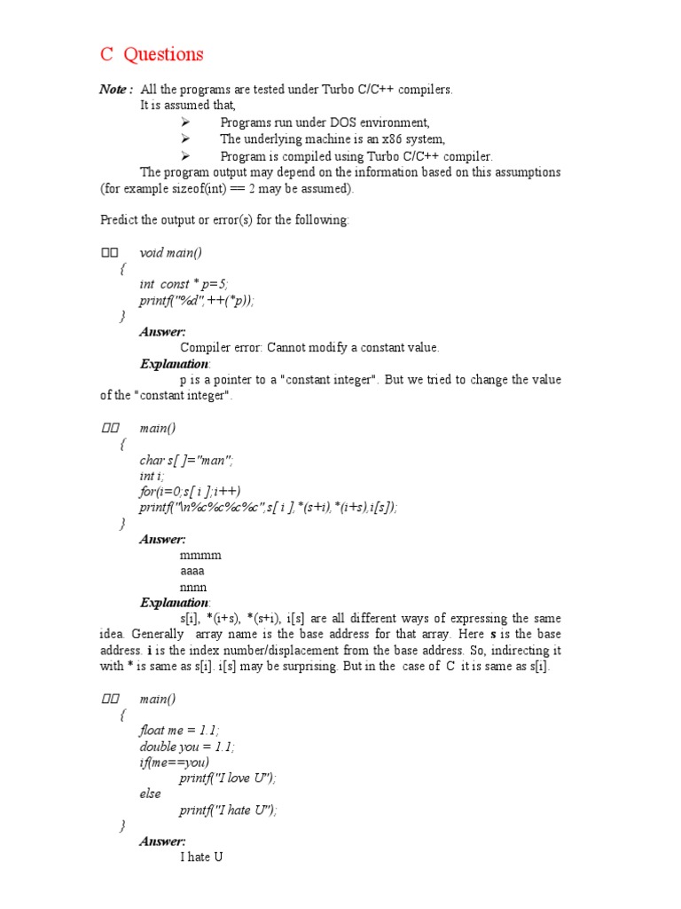 C Questions Pdf Pointer Computer Programming Computer Architecture 9341