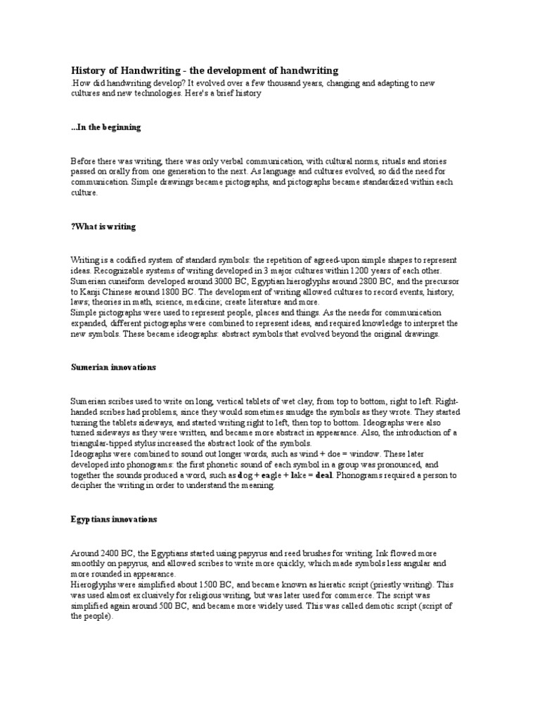 Evolution of Handwriting Systems | PDF | Writing | Letter Case