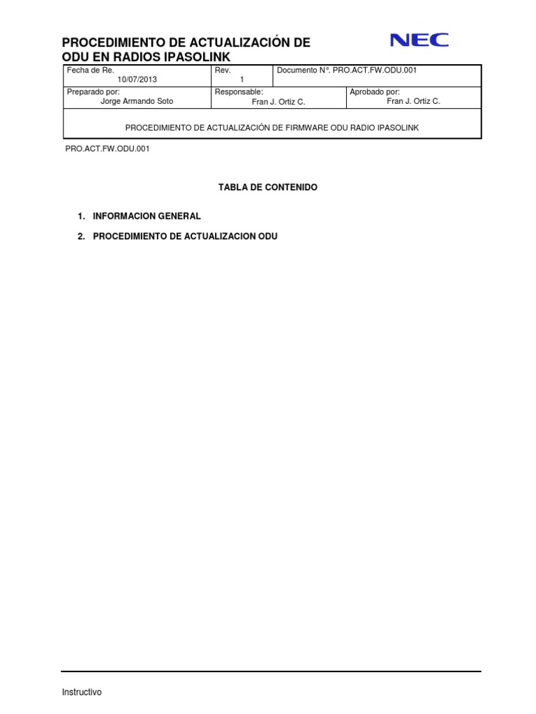 Procedimiento Actualización ODU | PDF | Software del sistema | Software
