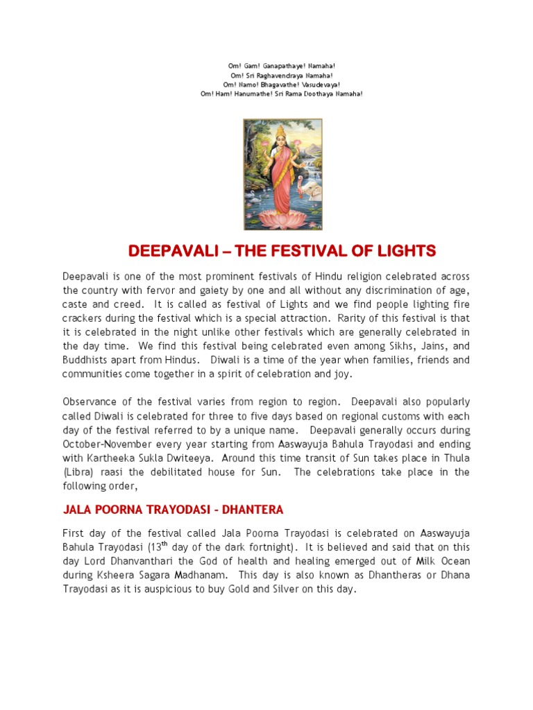 Deepavali - The Festival of Lights | Download Free PDF | Devi | Hindu ...