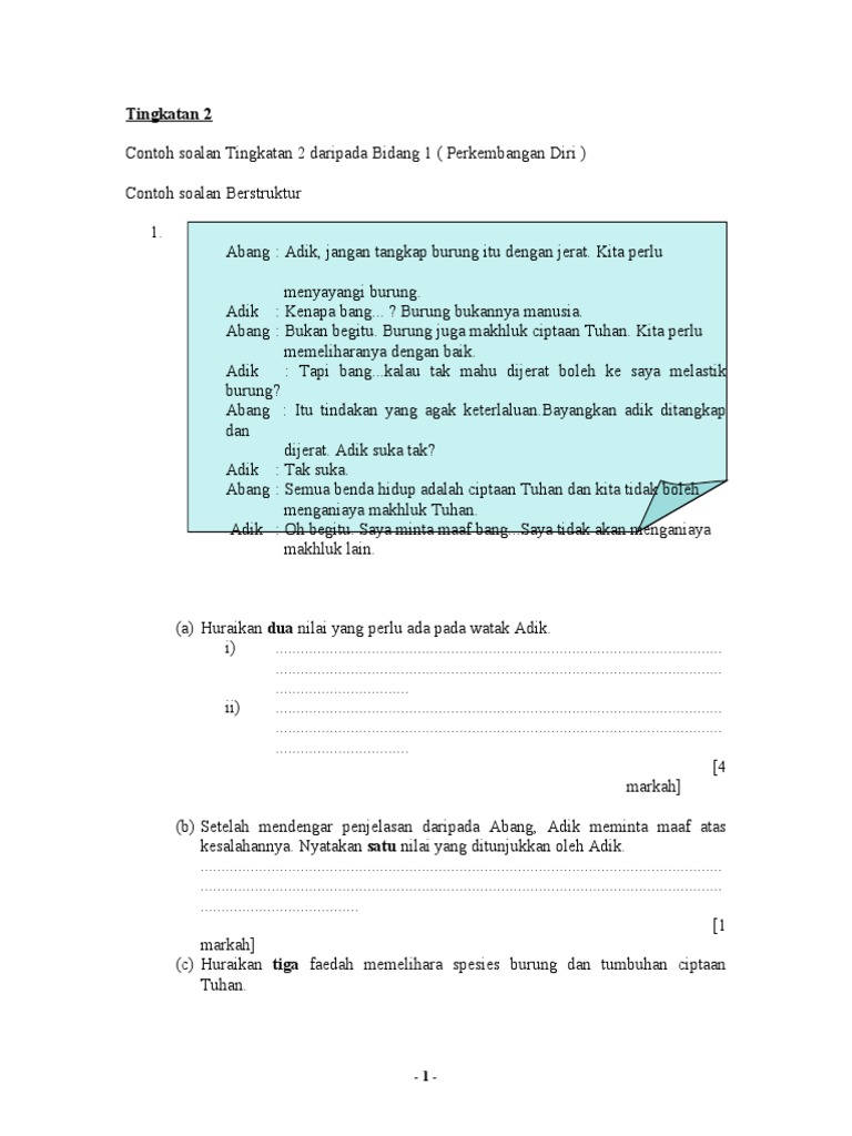 Soalan Moral Tingkatan 4 | PDF