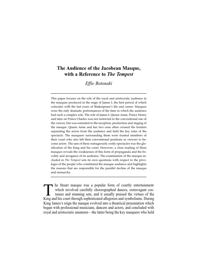 The Audience of The Jacobean Masque | PDF | The Tempest