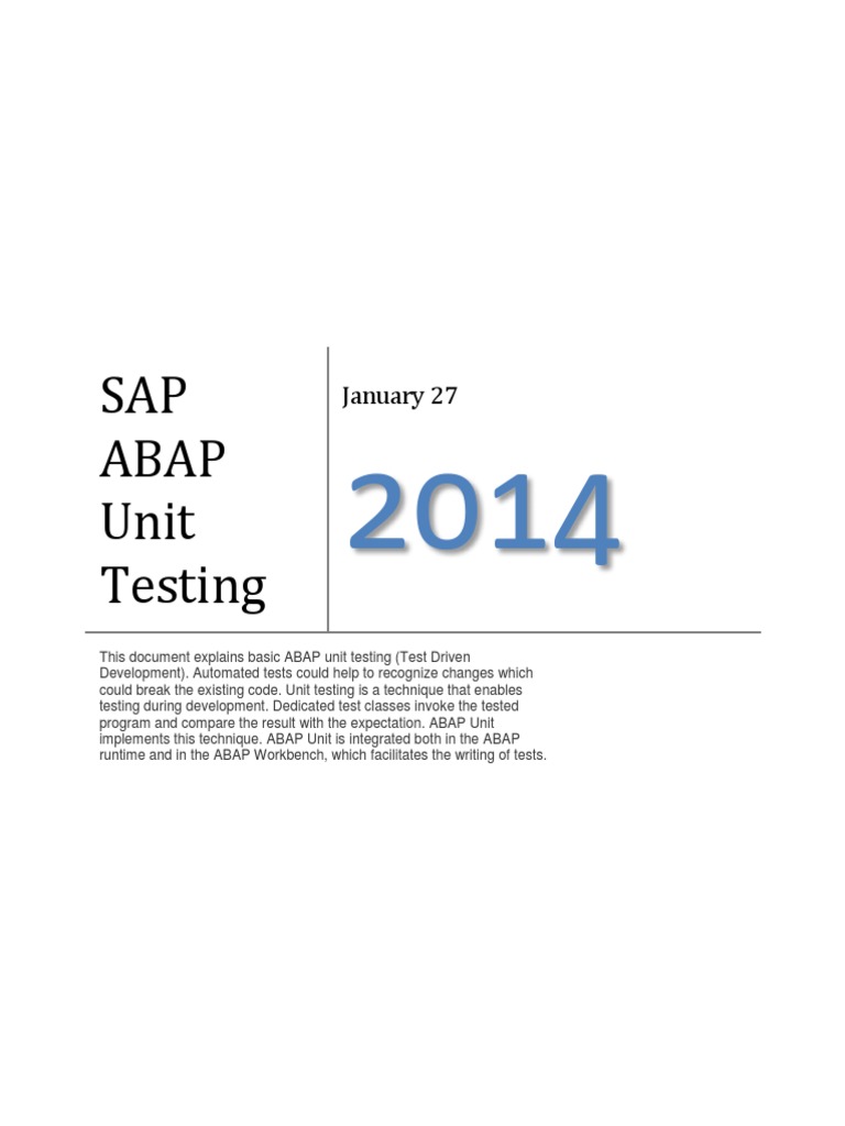 Abap Unit Test Driven Development Pdf Class Computer Programming Test Driven Development