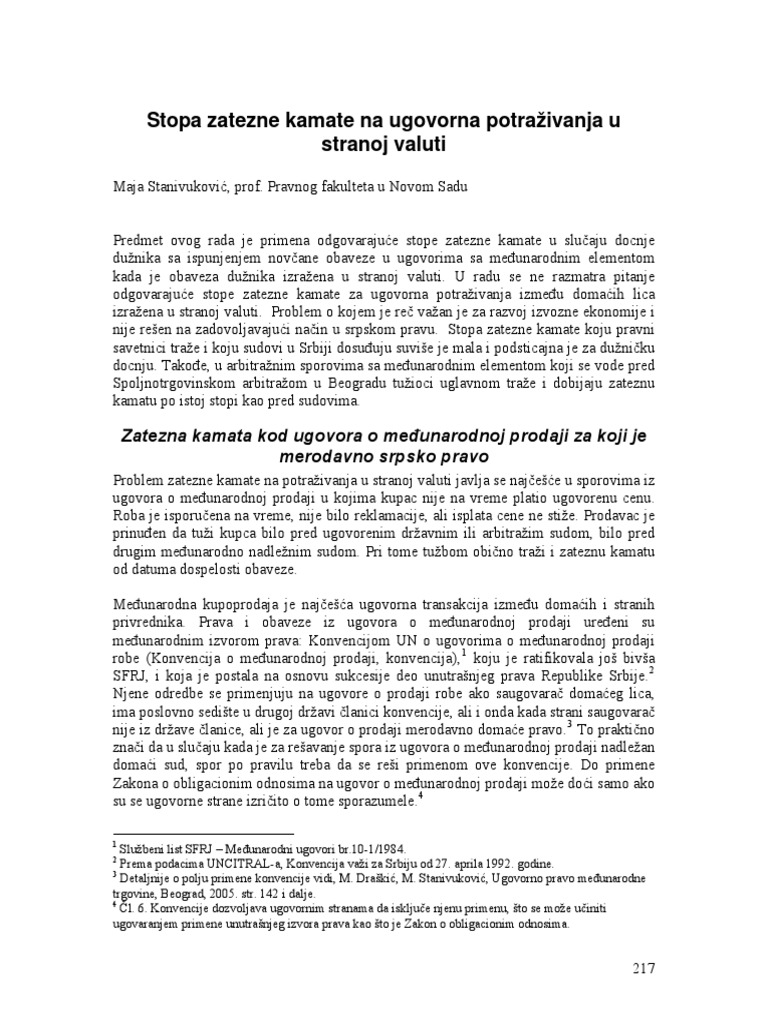 499 - Stopa Zatezne Kamate Na Ugovorna Potrazivanja U Stranoj Valuti | PDF