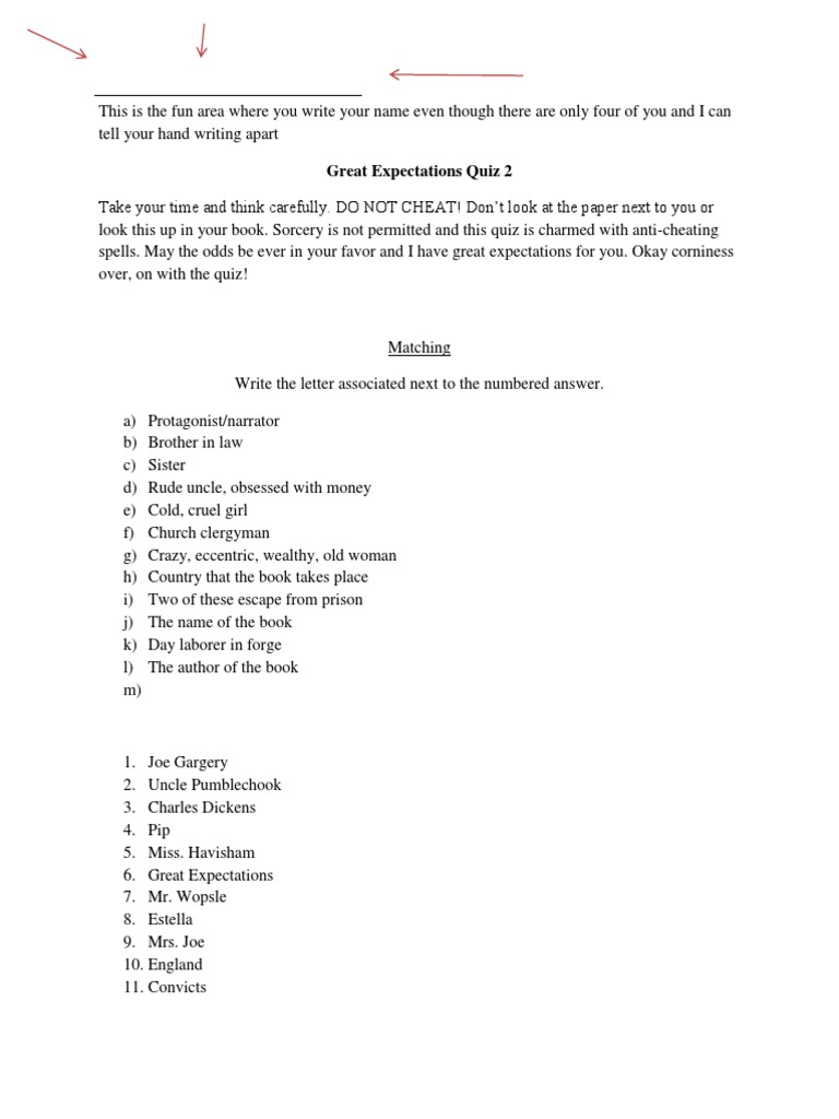Great Expectations Quiz 2 | PDF