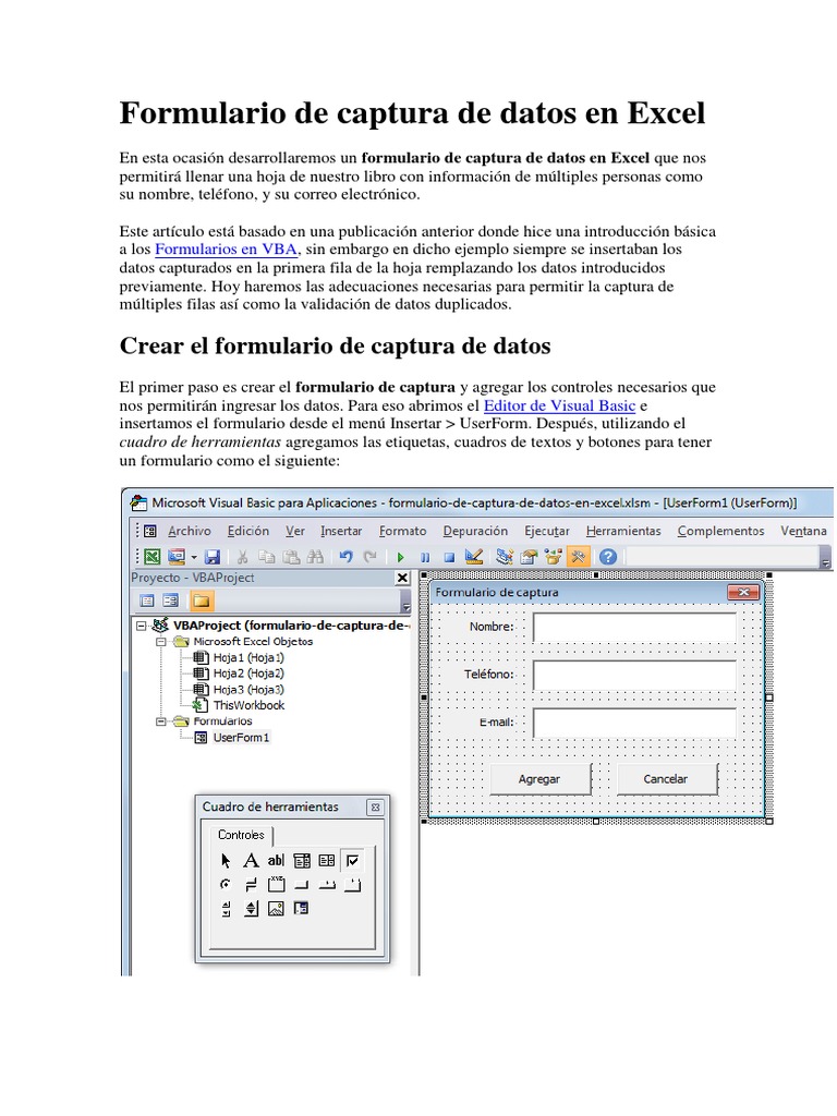 Formulario de Captura de Datos en Excel | Microsoft Excel | Áreas de ...