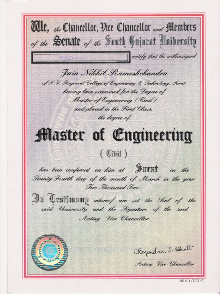 Master of Engineer Certificate | PDF | Science And Technology | Academia
