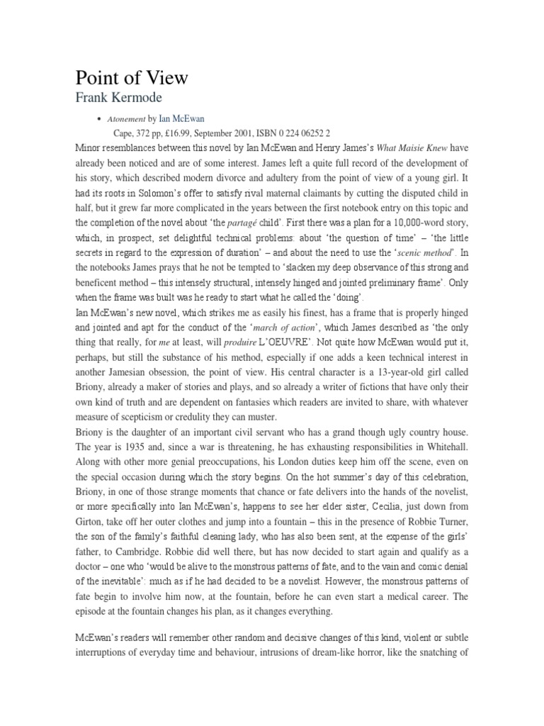 Point of View: Frank Kermode | PDF | Novels