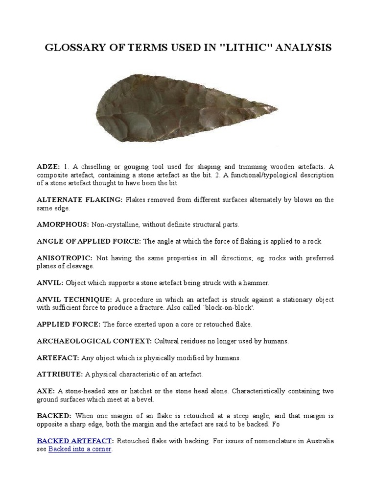 Lithic Analysis Terms Guide | PDF | Deformation (Engineering) | Fracture