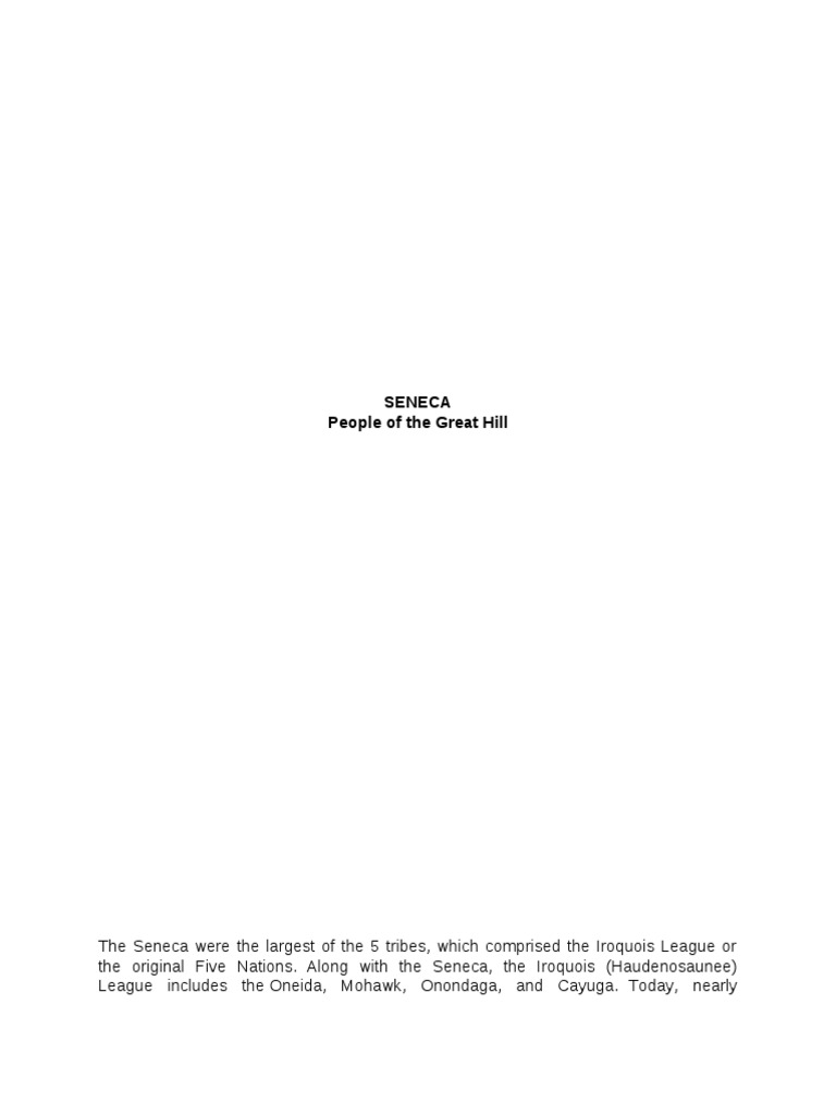 Seneca People of The Great Hill | PDF | Iroquois | Native Americans In ...