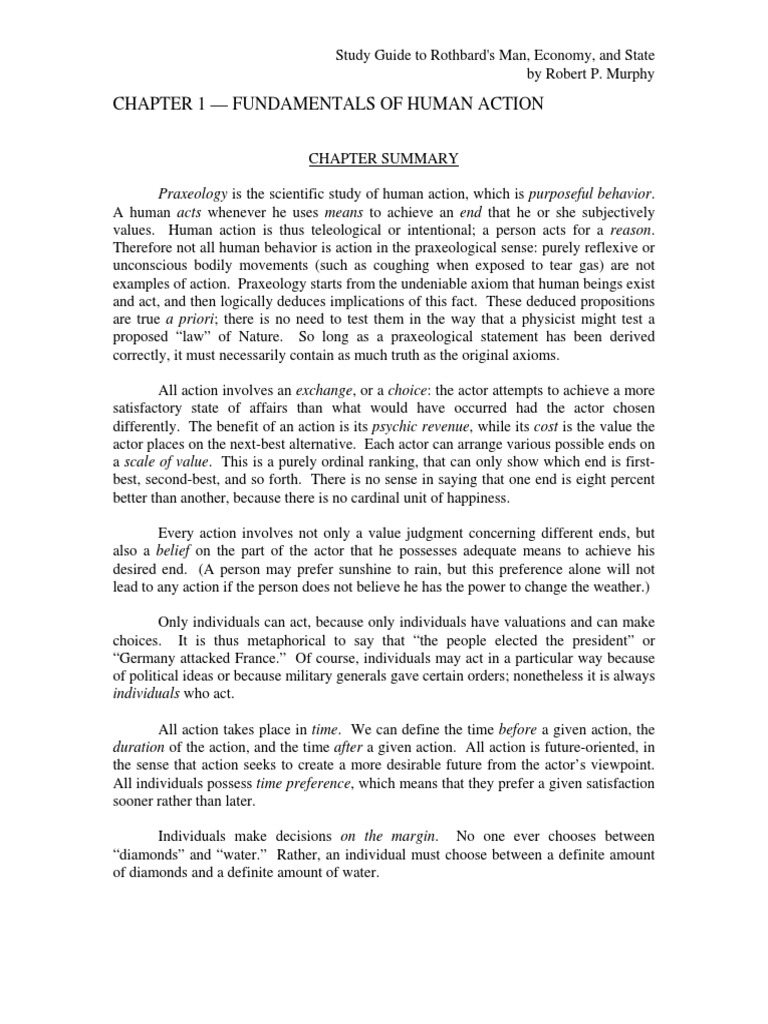 Man, Economy and State, Guide Chap 1 | PDF | Utility | Factors Of ...