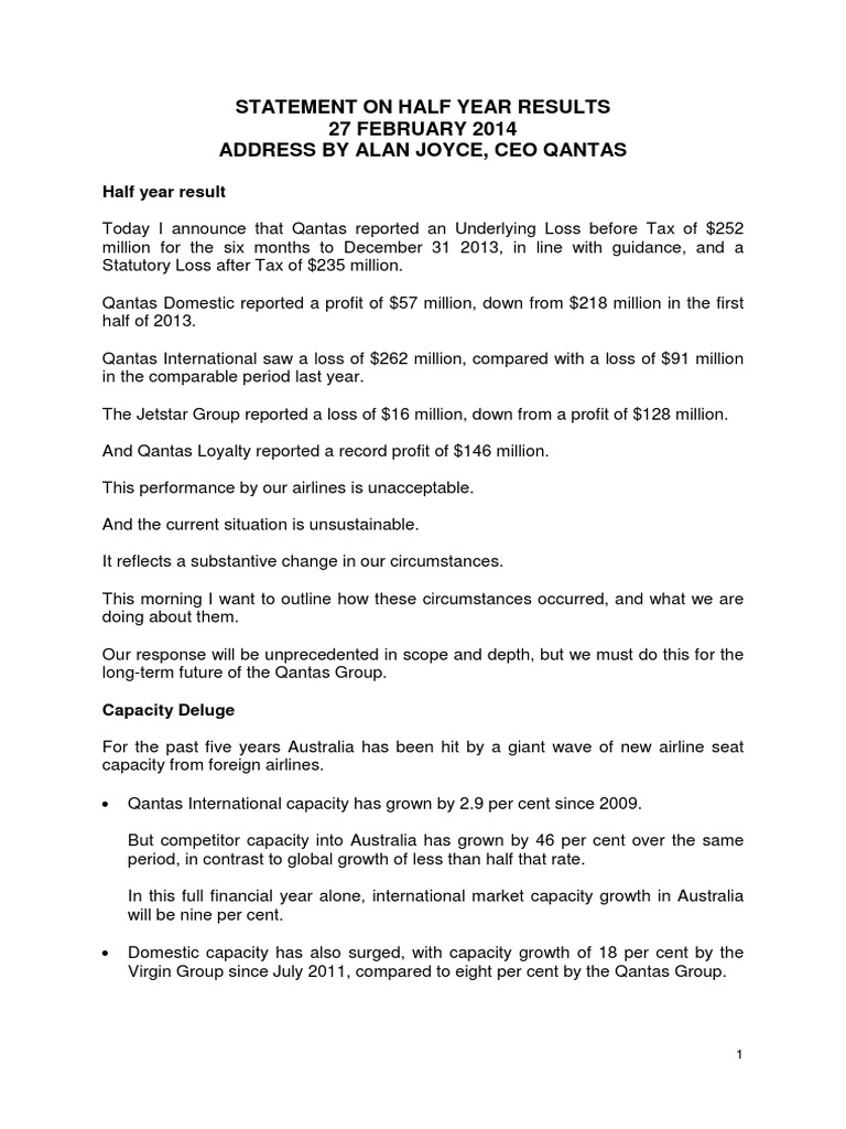 Qantas CEO Address | PDF | Airlines | Emirates (Airline)