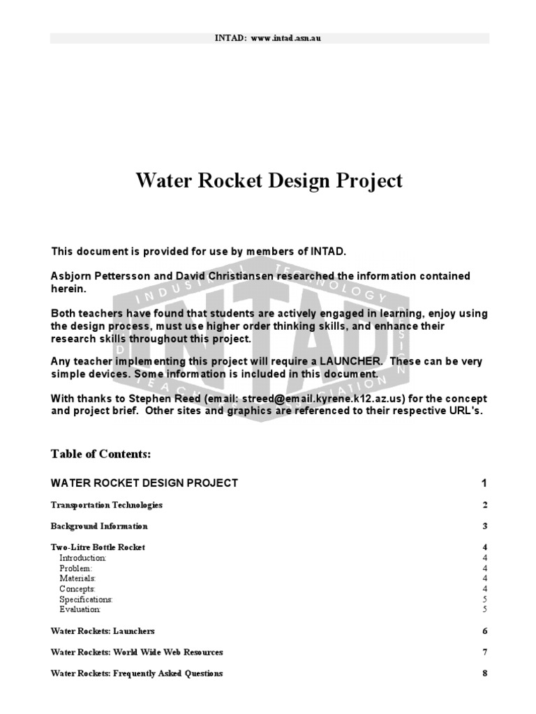 Water Rocket Design Project Guide | PDF | Surveyor Program | Rocket