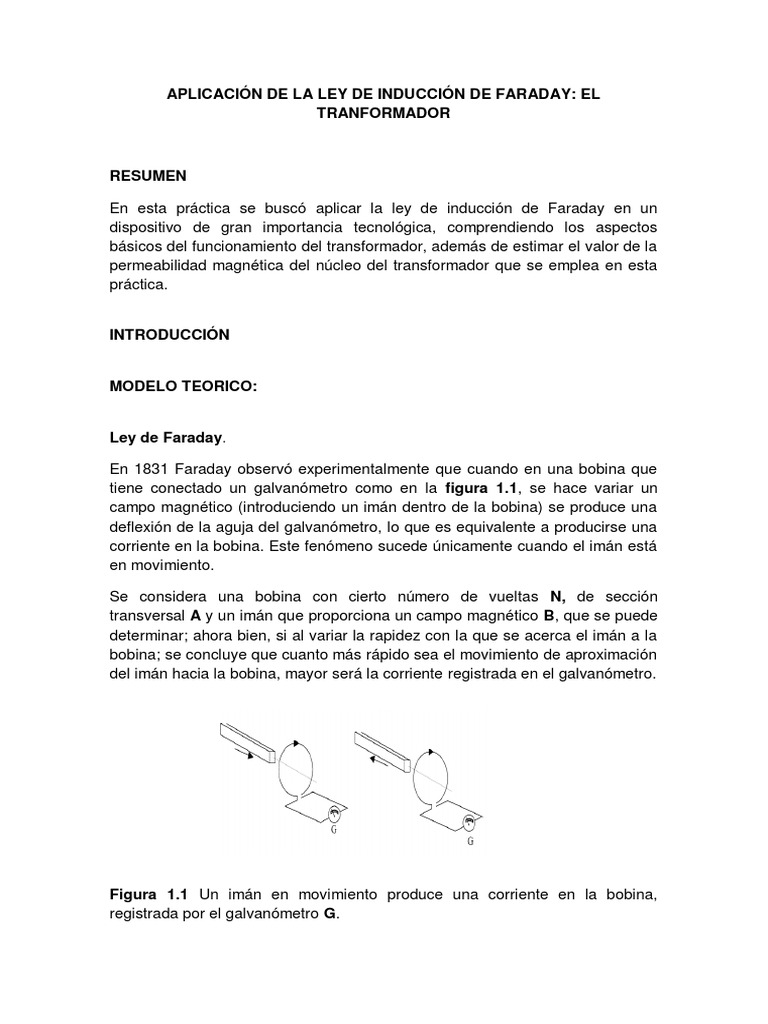 Aplicacion de La Ley de Induccion de Faraday (El Transformador) | PDF ...