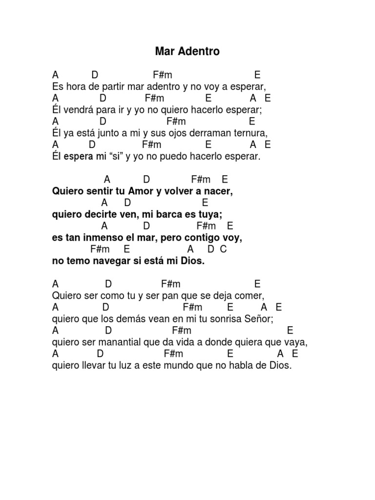Letra y acordes de "Mar Adentro" | PDF | Cocina, comidas y vino | Arte