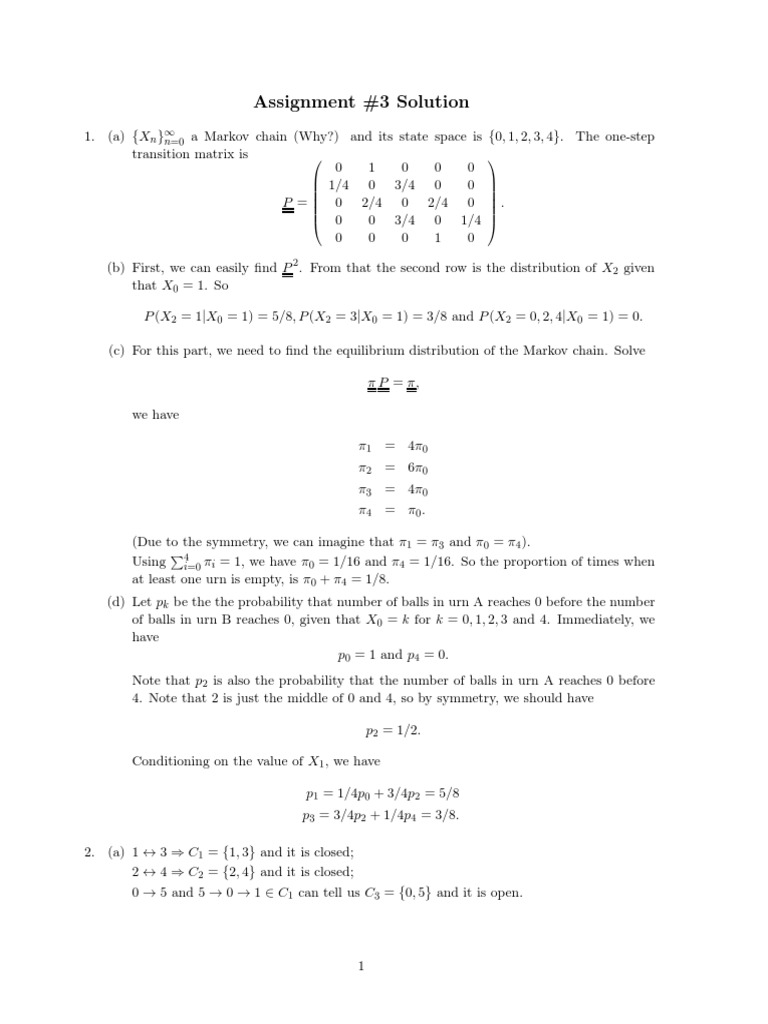 Assignment #3 Solution | PDF | Markov Chain | Probability Theory