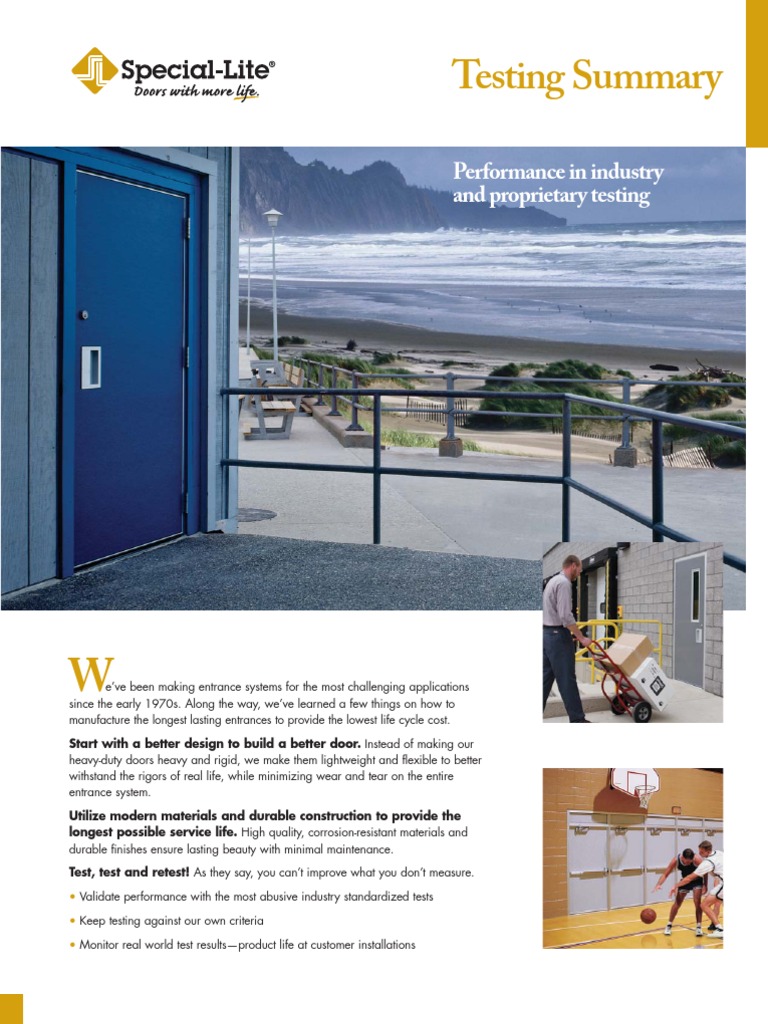 Special-Lite FRP Flush Door Testing Summary Brochure | PDF | Door ...
