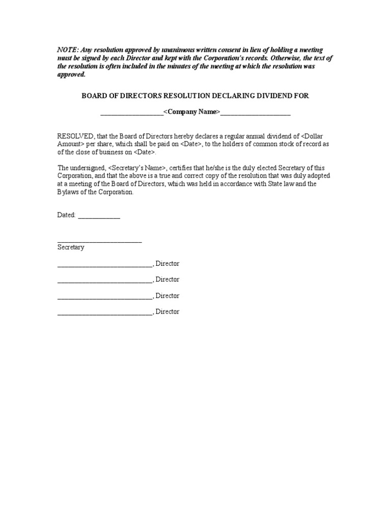 5-6 Resolution Declaring Dividend | PDF | Board Of Directors | Dividend