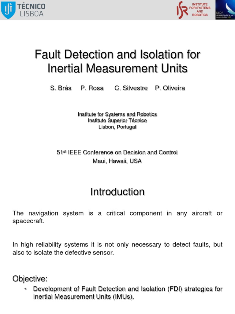 Fault Detection And Isolation For Inertial Measurement Units Pdf Euclidean Vector Sensor