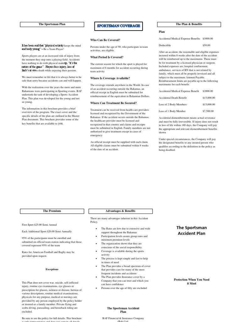 BAF Sportsman Plan | Download Free PDF | Health Professional | Insurance