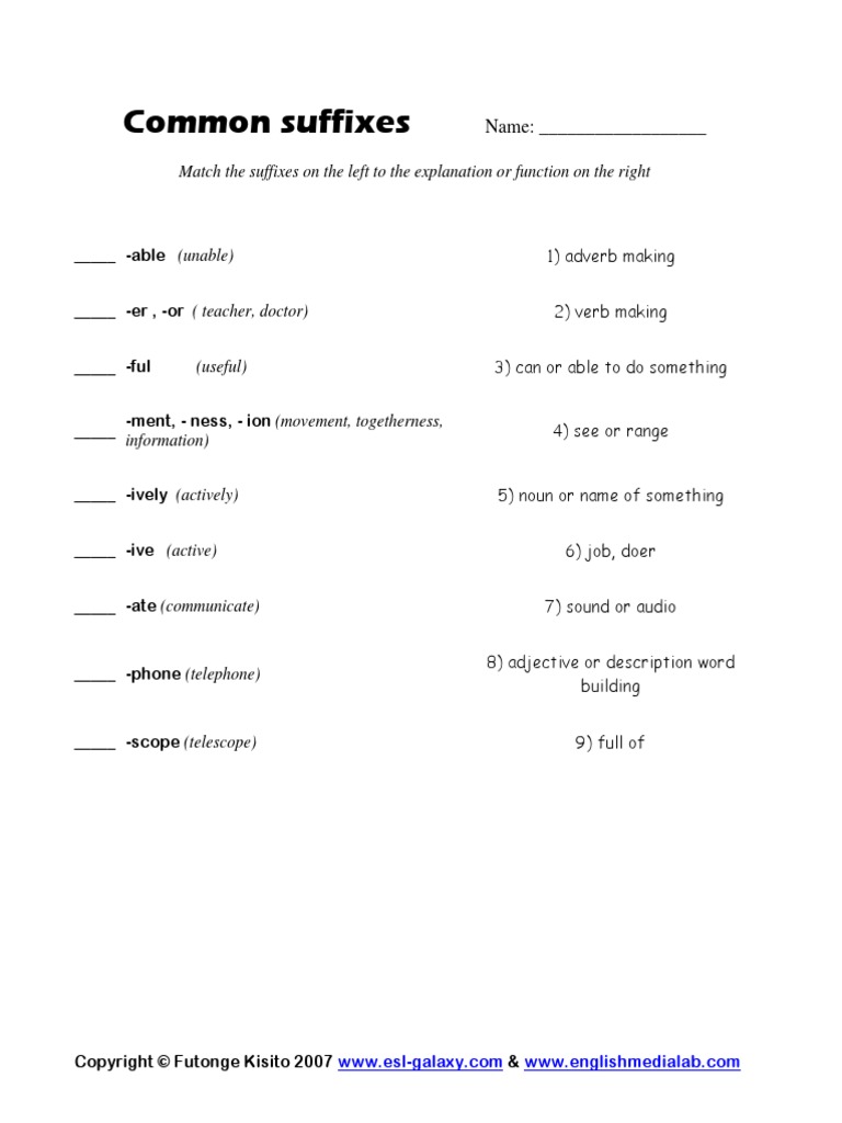 Common Suffixes | PDF
