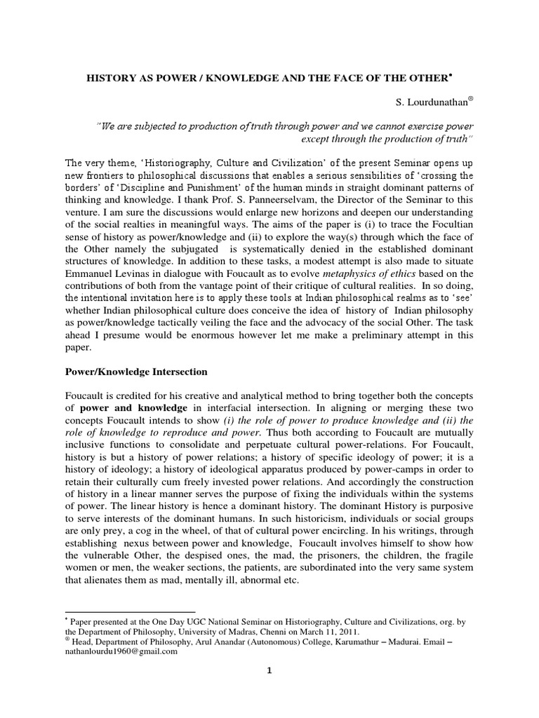 Power/Knowledge in Foucault's Historiography | PDF | Discourse | Power ...