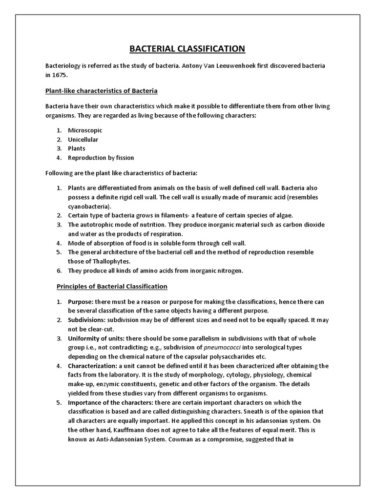 Bacterial Classification Guide | PDF | Bacteria | Taxonomy (Biology)