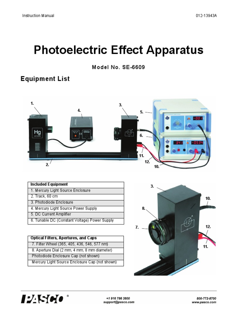 Photoelectric Effect Apparatus: Equipment List | PDF | Quantum ...