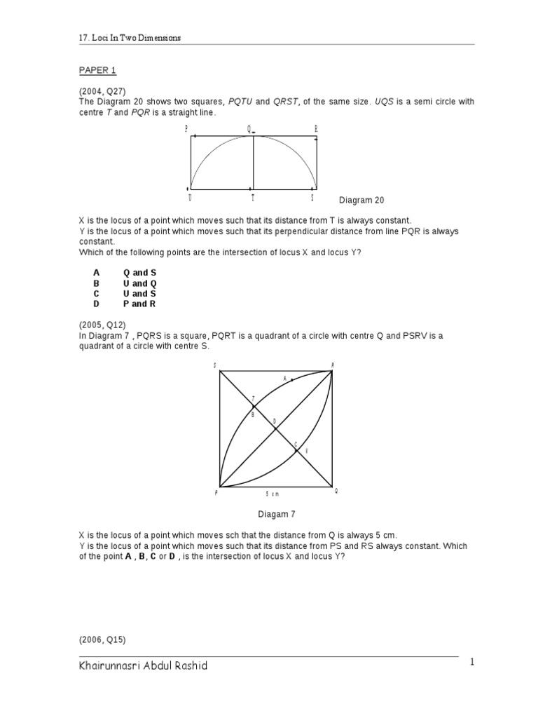 17 - Loci in Two Dimensions (P1) . | PDF | Elementary Geometry | Geometry