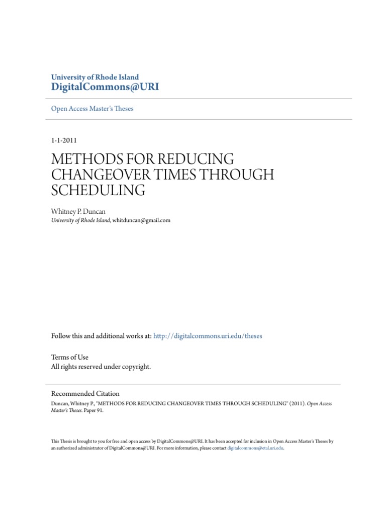 Methods For Reducing Changeover Times Through Scheduling | PDF ...