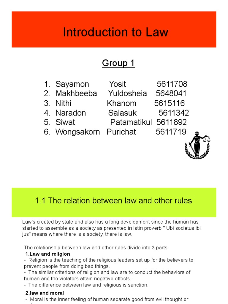 Introduction To Law | PDF | Jurisprudence | Precedent