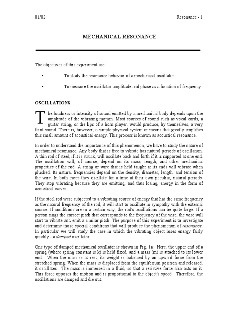 Mechanical Resonance | PDF | Resonance | Physical Phenomena