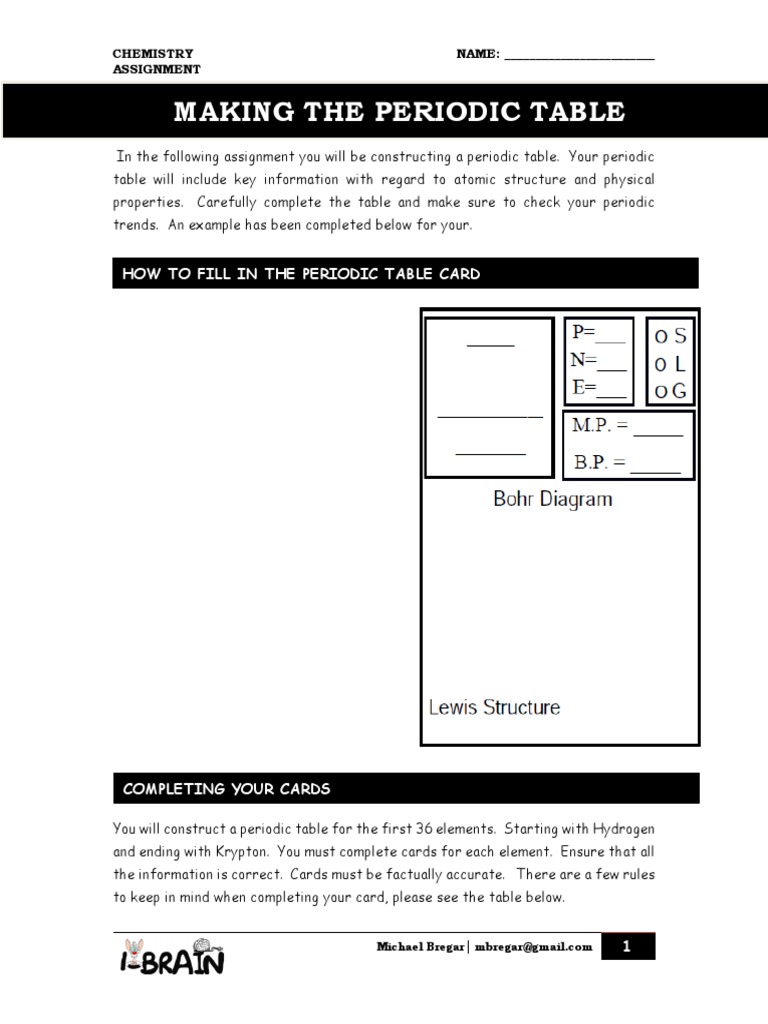 Assignment - Periodic Table Worksheet | PDF | Periodic Table | Chemical ...