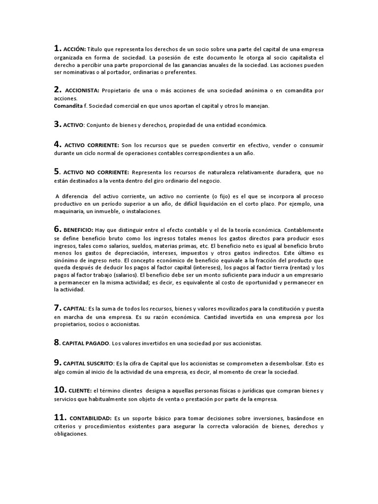 Diccionario de Terminos Contables | PDF | Beneficio (economía ...