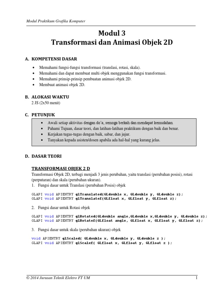 Modul 3 (Transformasi Dan Animasi) | PDF