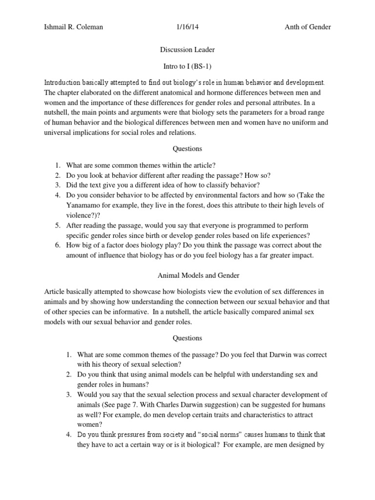 Anthropology of Gender: Women Gender Role | PDF | Gender Role | Gender