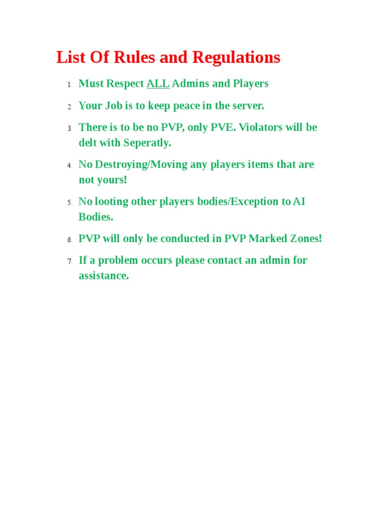 Rules and Regulations | PDF | Leisure