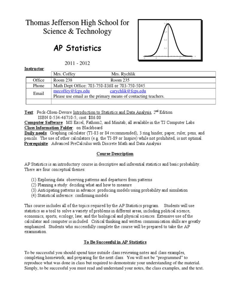 AP Stats Course Overview 11-12 | PDF | Educational Psychology ...