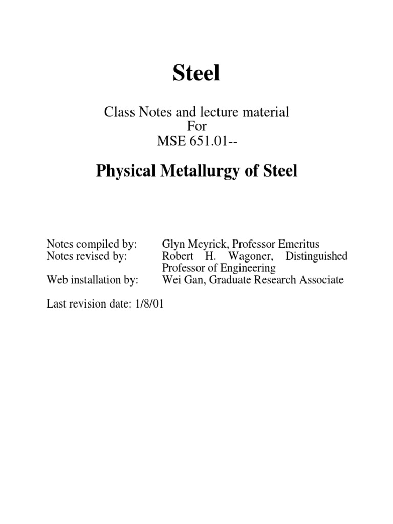Physical Metallurgy of Steel | PDF | Heat Treating | Steel