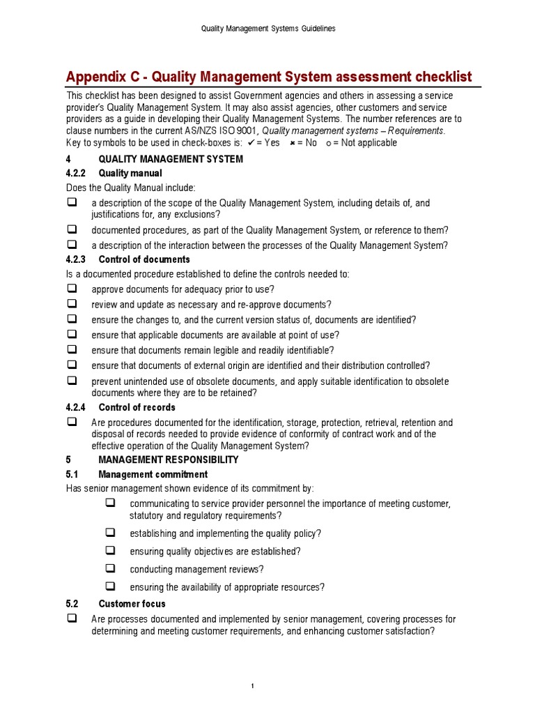 Qms Guidelines Appendix C 1 | PDF | Quality Management System ...