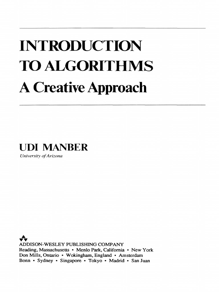 Introduction To Algorithms A Creative Approach Pdf Time Complexity Matrix Mathematics