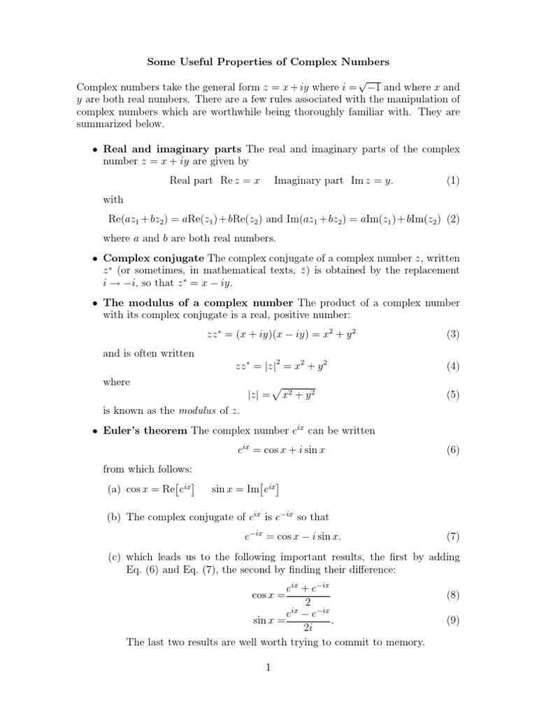 Principles of Complex Algebra | PDF | Complex Number | Trigonometric ...