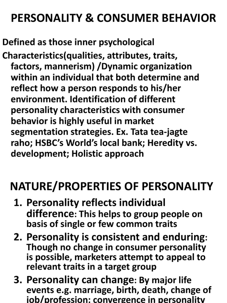 Personality & Consumer Behavior | PDF | Id | Self