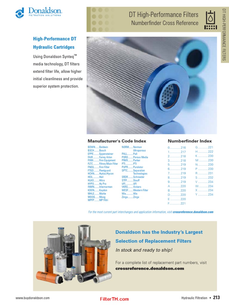 Donaldson Filter | PDF | Filtration | Bearing (Mechanical)