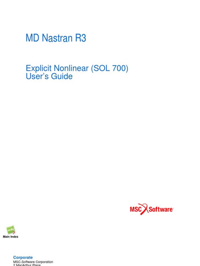 MD Nastran R3 Explicit Nonlinear (SOL 700) User's Guide | PDF ...
