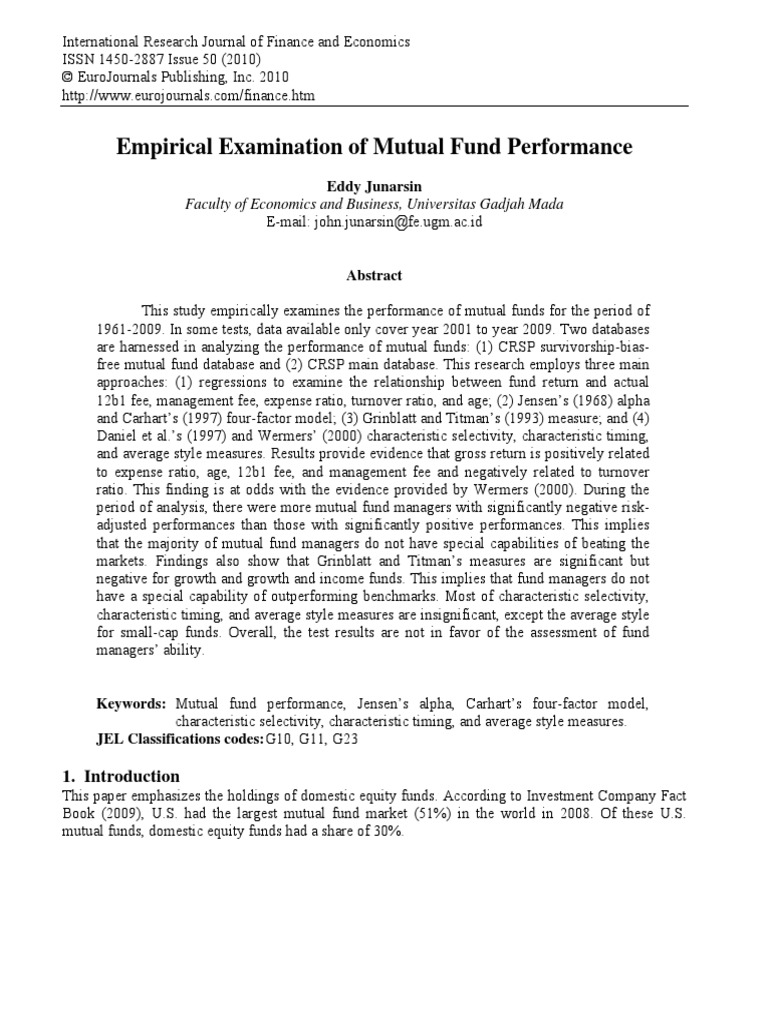 Mutual Fund Performance | PDF | Investment Management | Mutual Funds