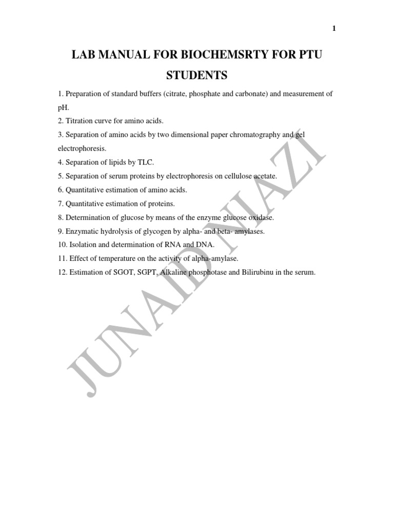 Lab Manual For Biochemistry For PTU Students | PDF | Thin Layer ...
