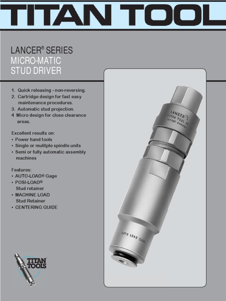 Lancer Series Micro-Matic Stub Driver | PDF | Clutch | Mechanical ...