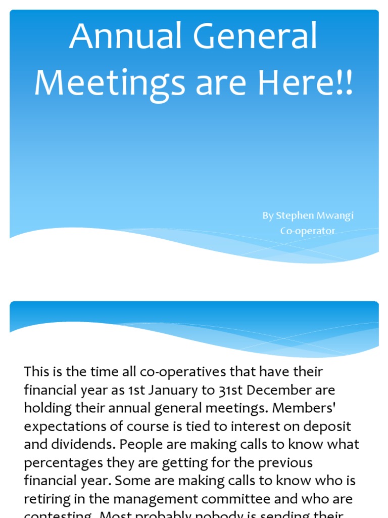 Annual General Meetings Are Here!! | PDF | Cooperative